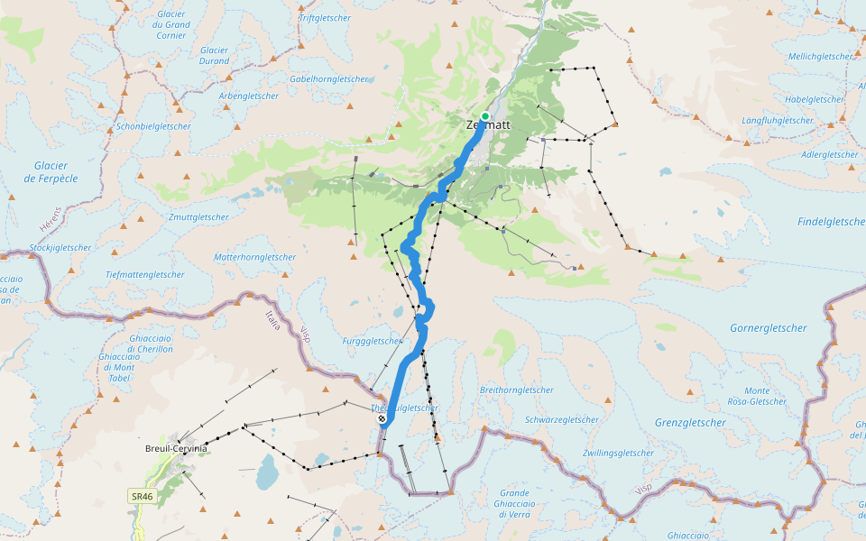 Tour Monte Rosa etapa 1 Ruta de senderismo - Zermatt, Wallis | Pacer