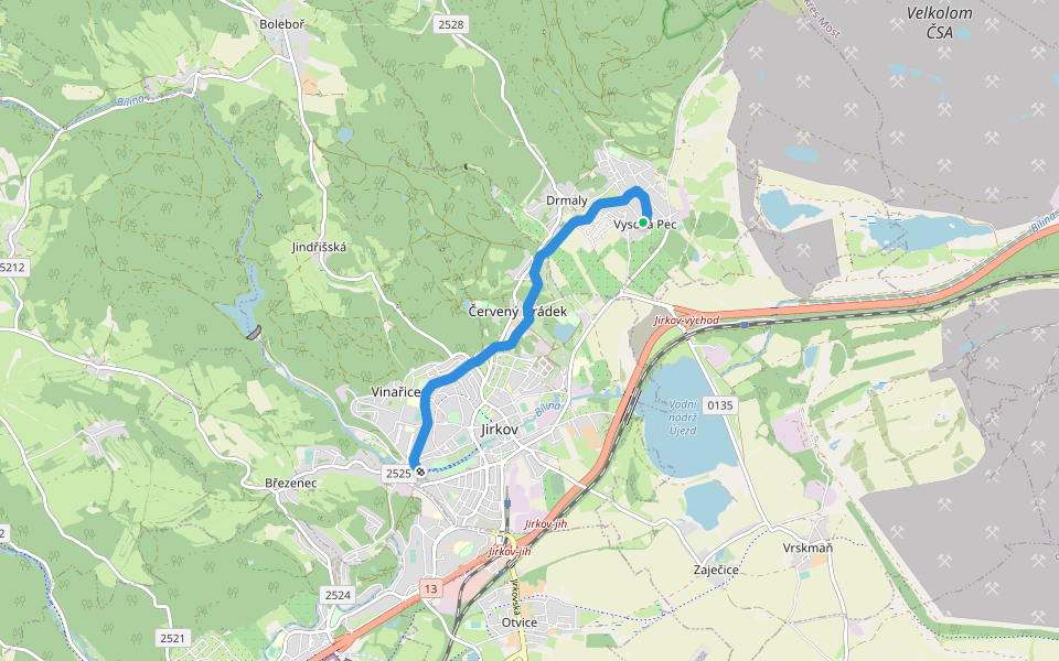 [M] Vysoká Pec - Jirkov, U rybníka (rest.) in Ústecký kraj | Walking Map