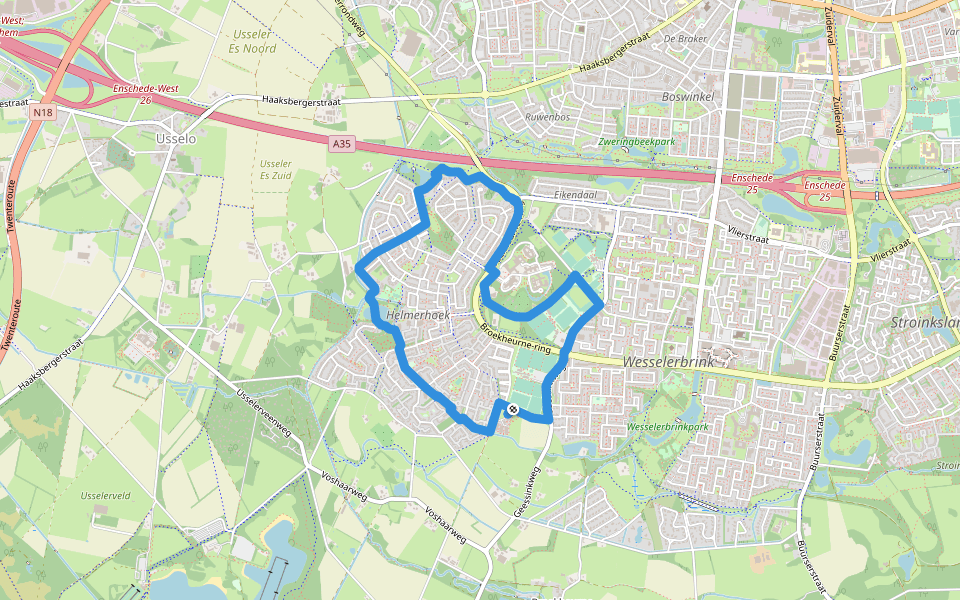 WNW Twente - Helmerhoek - rode route in Overijssel | Walking Map