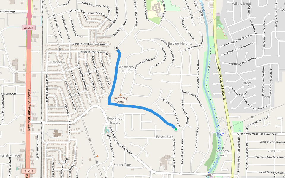 Weatherly Mountain Trail in Alabama | Walking Map