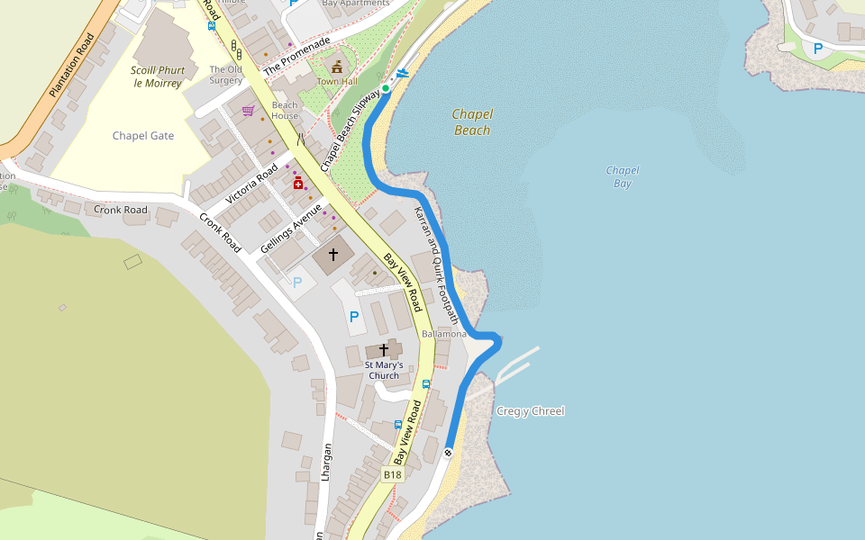 Karran and Quirk Footpath in Port St. Mary | Walking Map