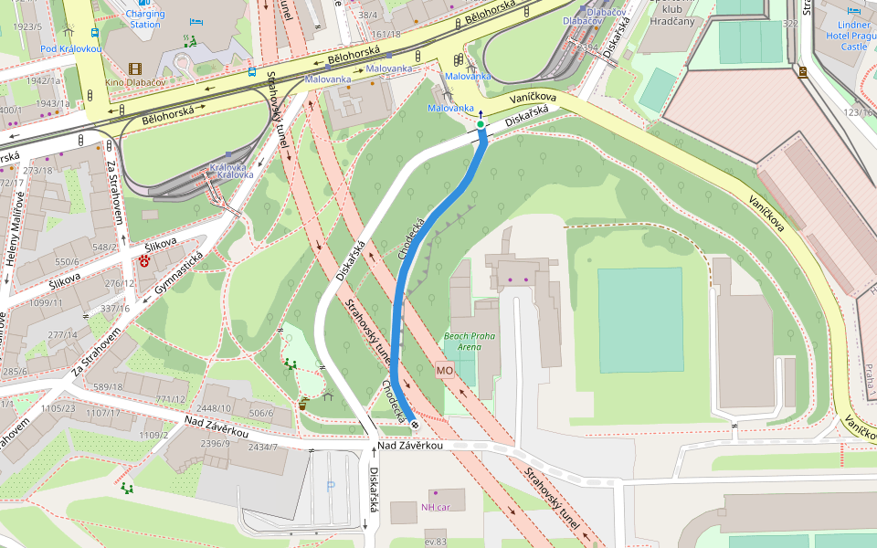 Chodecká in Hlavní město Praha | Walking Map
