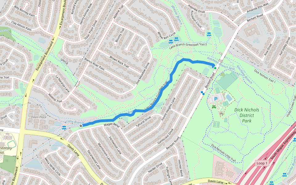 Latta Branch Greenbelt Trail in Texas | Walking Map