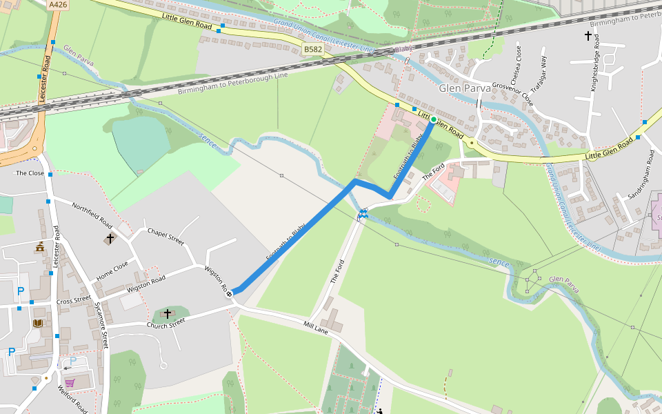 Footpath to Blaby Walking And Running Trail - Glen Parva, England | Pacer