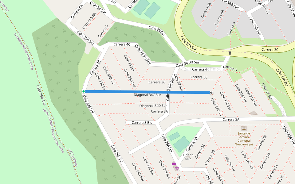 Diagonal 34C Sur in Bogotá | Walking Map