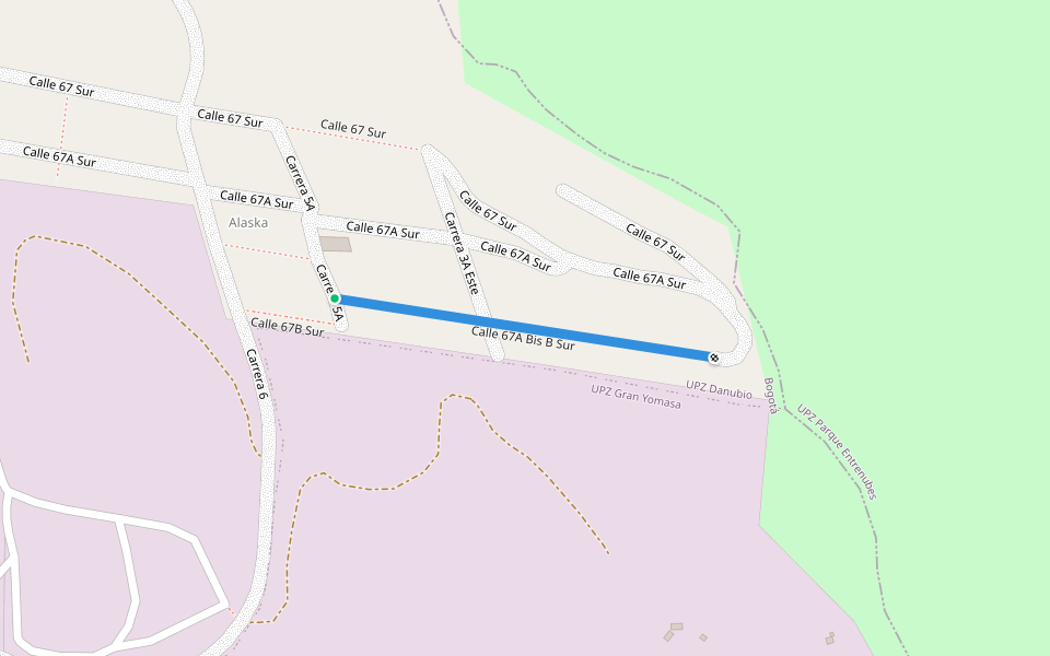 Calle 67A Bis B Sur in Bogotá | Walking Map