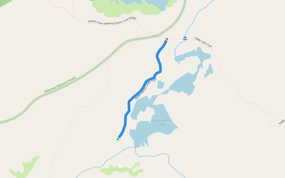 Upper Velma Lakes Trail in California | Walking Map