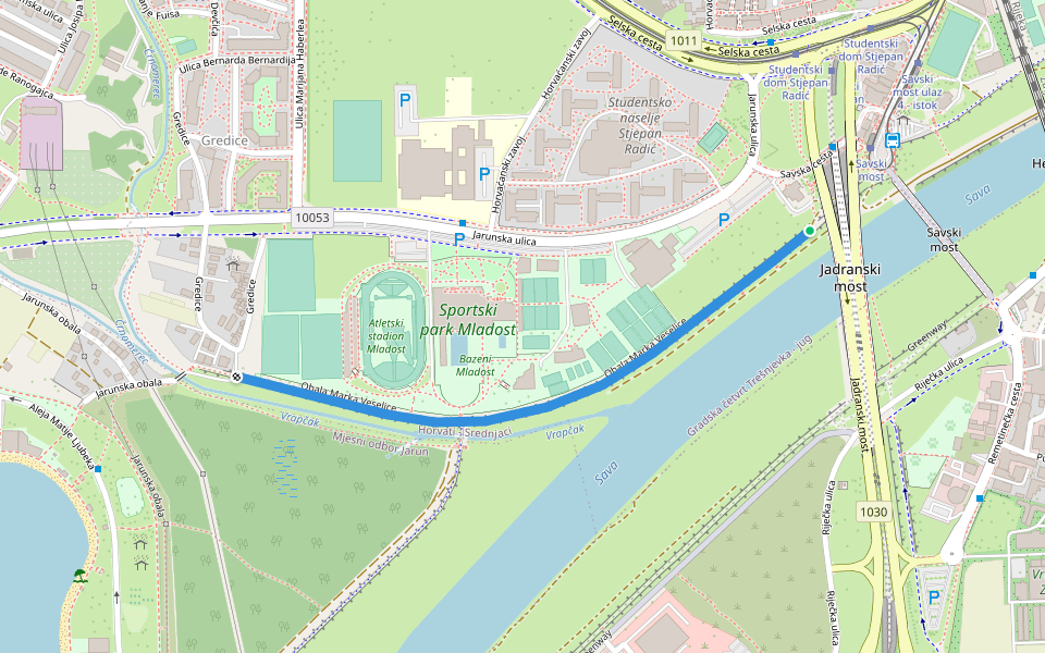 Obala Marka Veselice in Grad Zagreb | Walking Map