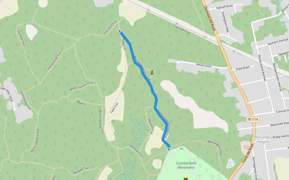 Nine Men's Misery Trail in Rhode Island | Walking Map