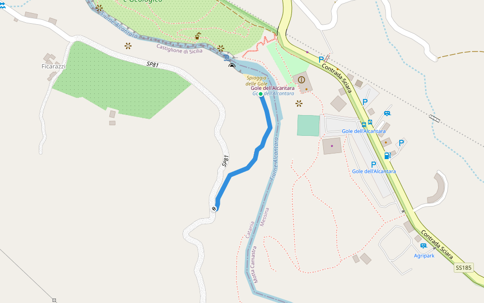 Path to the Alcantara Gorges | Walking Map