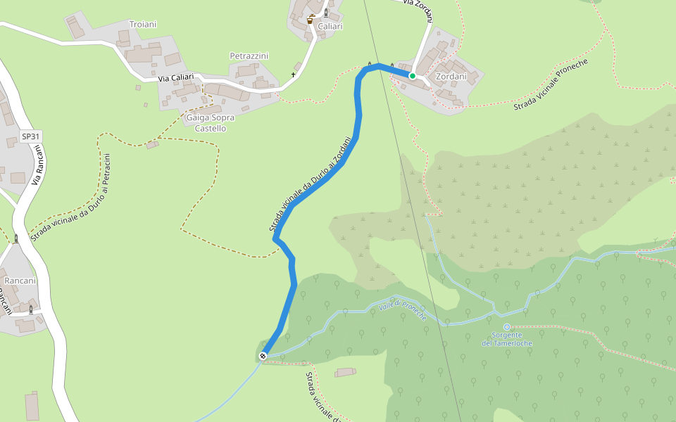 Local road from Durlo to Zordani | Walking Map