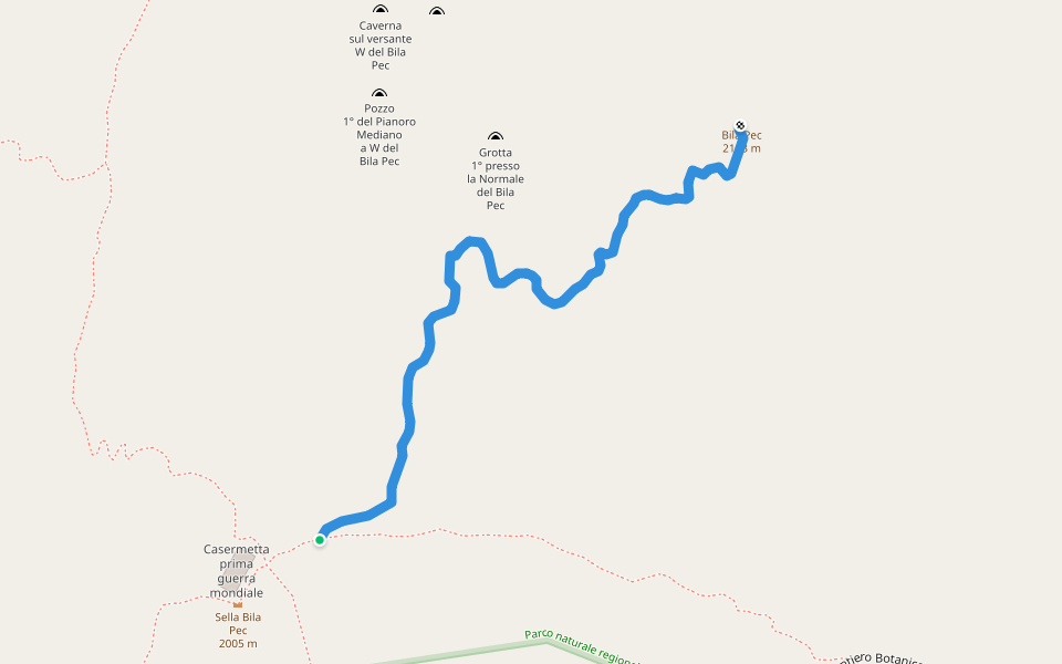 Normal route Bila Pec | Walking Map
