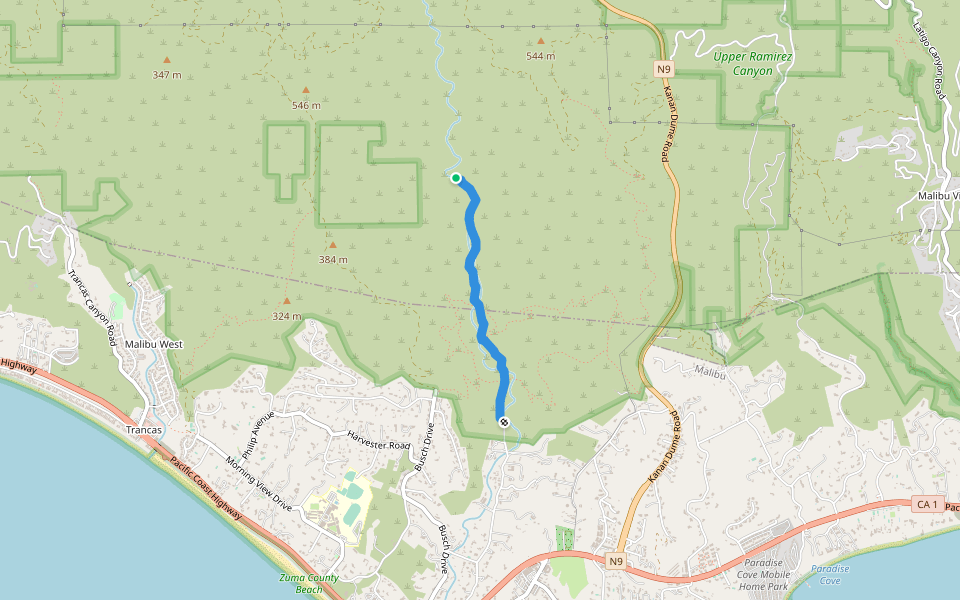Zuma Canyon Trail in California | Walking Map