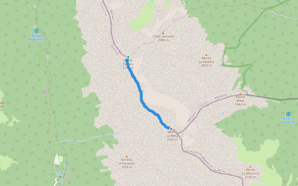 Mount Tartaro-Mount La Meta | Walking Map