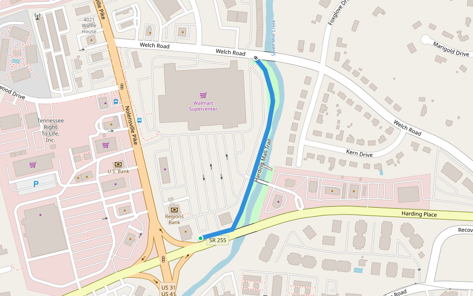 Harding Mall Trail in Tennessee | Walking Map