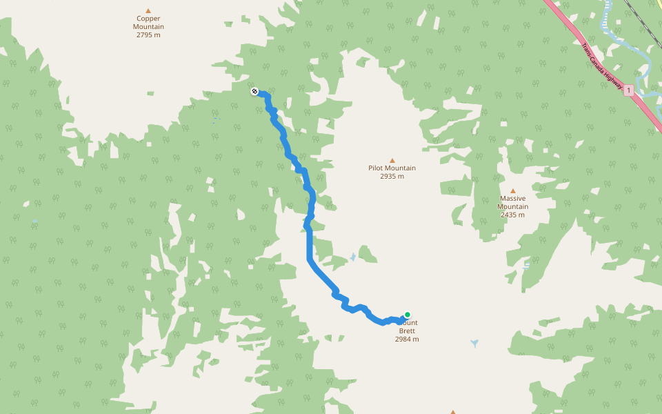 Mount Brett Route in Alberta | Walking Map