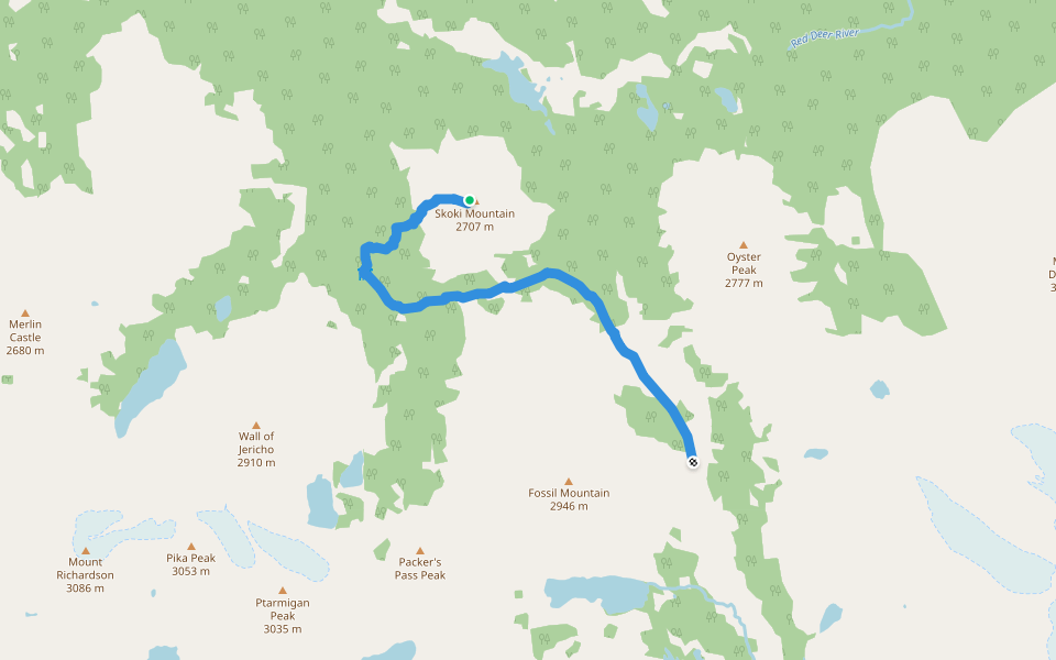 Skoki Mountain Route in Alberta | Walking Map