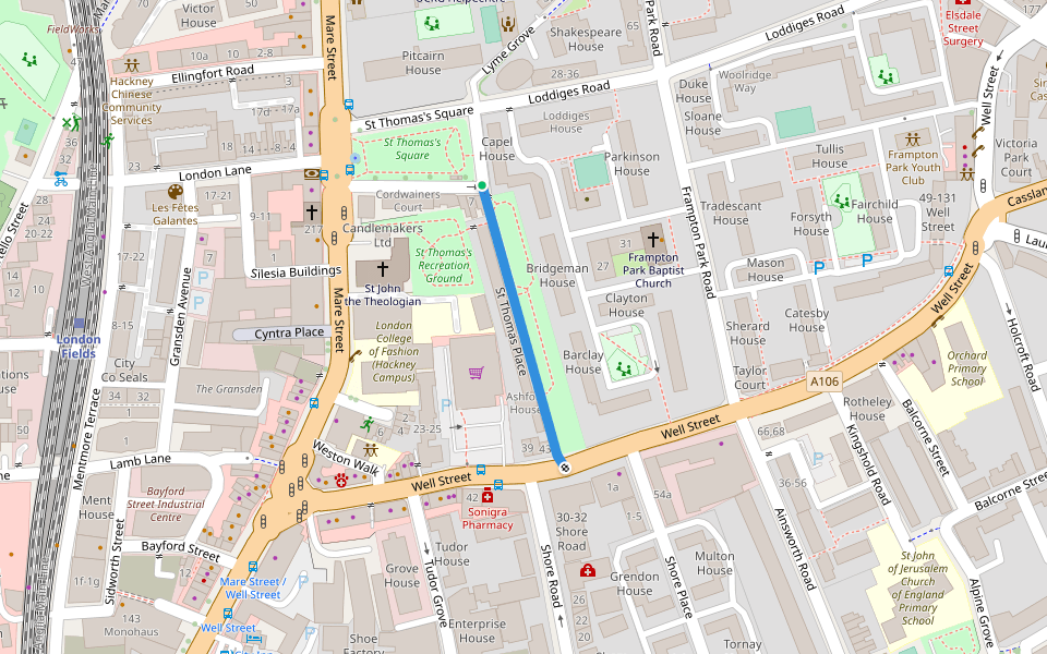 St Thomas Place in England | Walking Map