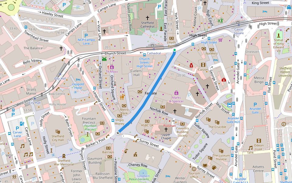 Fargate Walking And Running Trail - Sheffield, England | Pacer