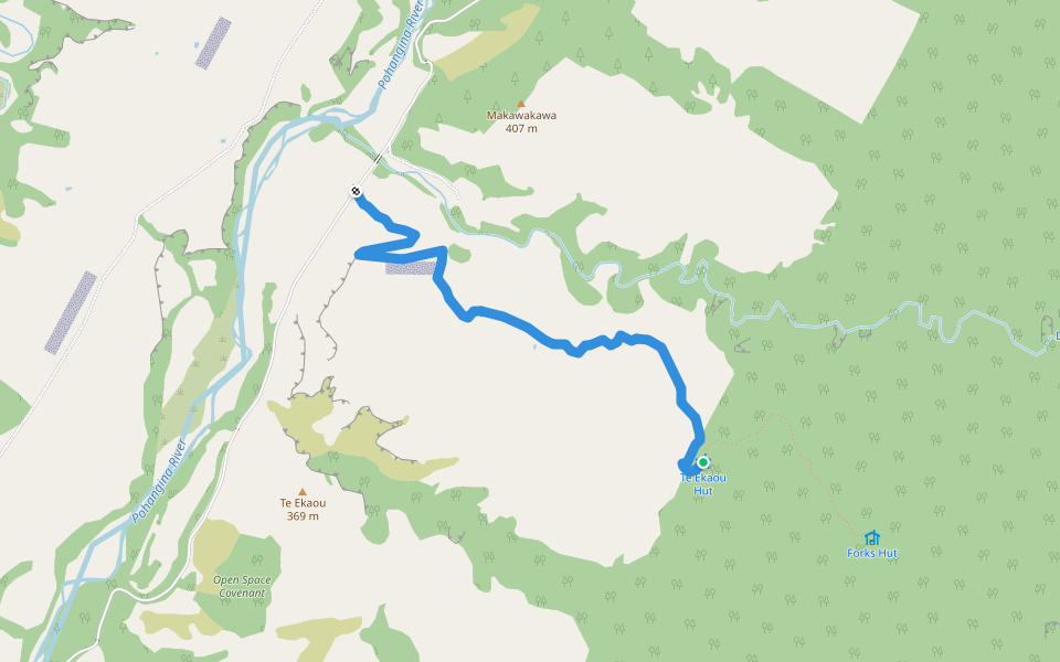 Te Ekaou Hut To Forks Hut Tk in Manawatū-Whanganui | Walking Map