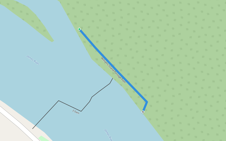 Williams Island Portage Path in Virginia | Walking Map