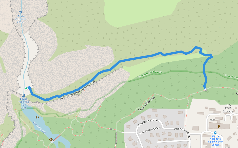 Sunnyside Bench Descent Trail in California | Walking Map