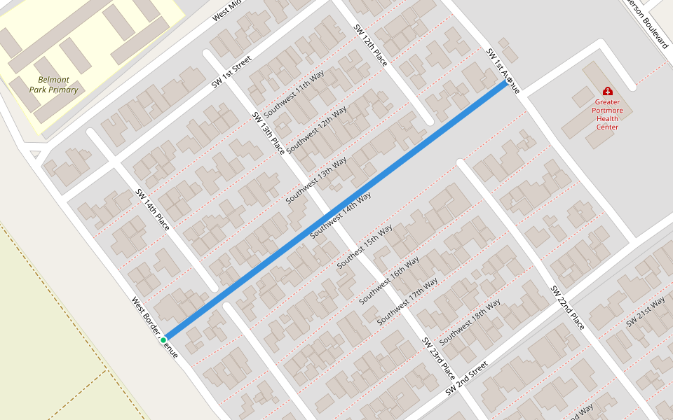 Southwest 14th Way in St. Catherine Parish | Walking Map