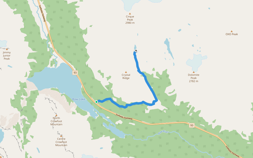 Helen Lake Trail in Alberta | Walking Map