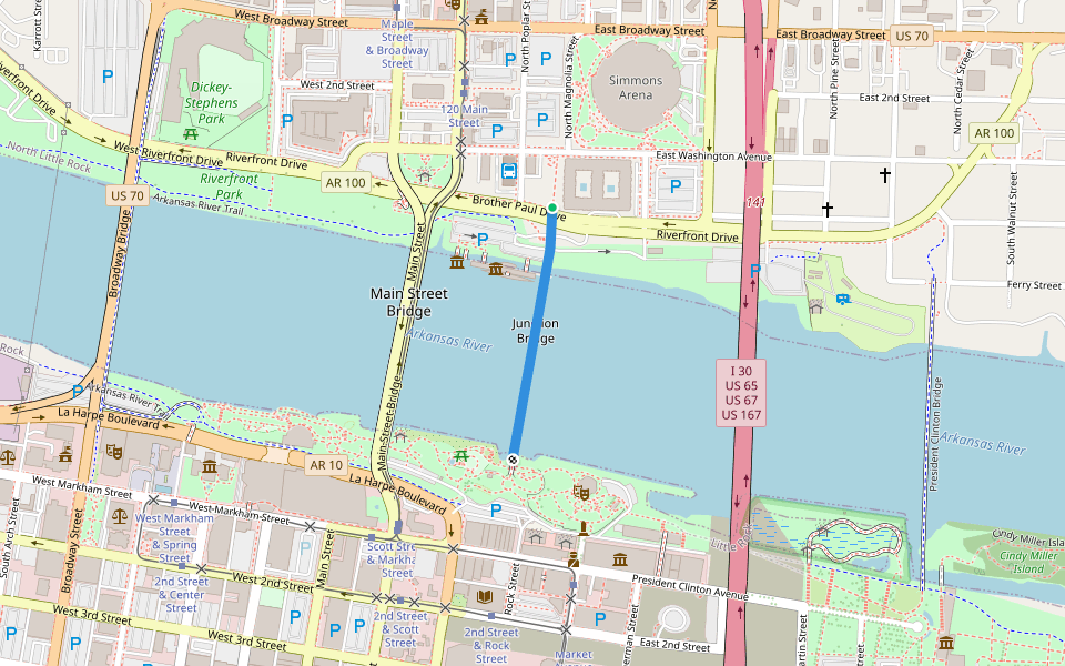 Junction Bridge in Arkansas | Walking Map