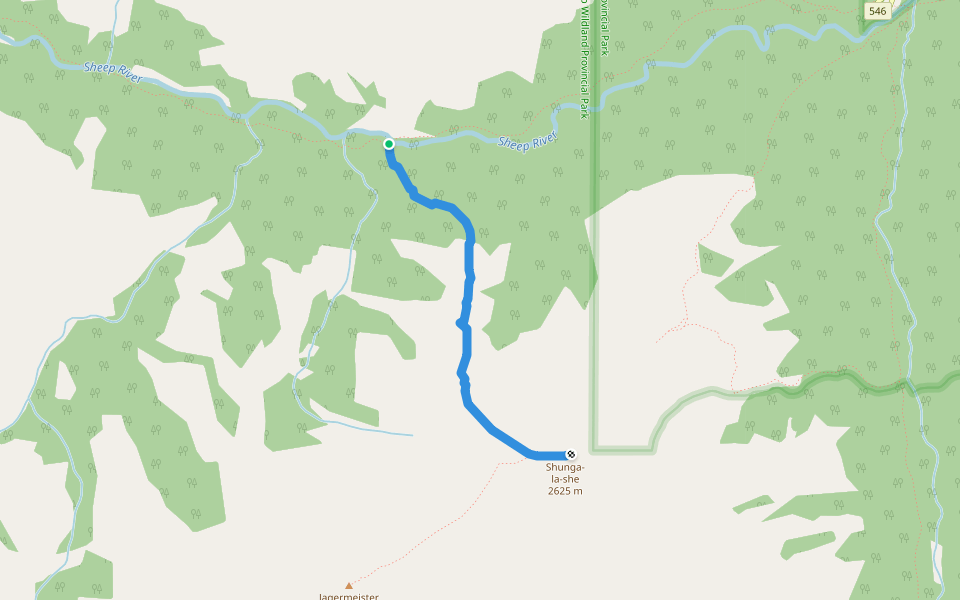 Shunga la She Route in Alberta | Walking Map
