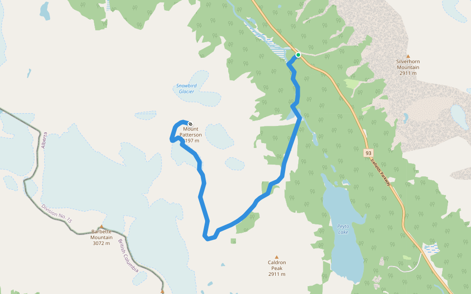 Mount Patterson Route in Alberta | Walking Map