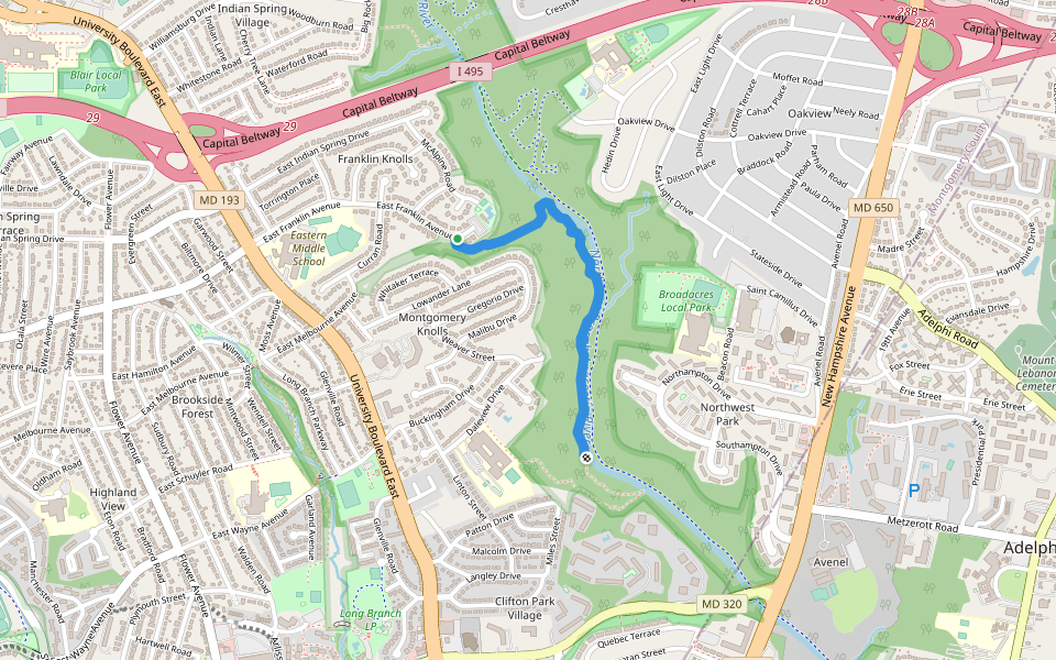 Franklin Knolls River Trail in Maryland | Walking Map