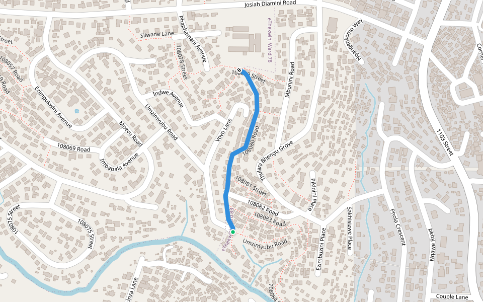 108080 Road in KwaZulu-Natal | Walking Map