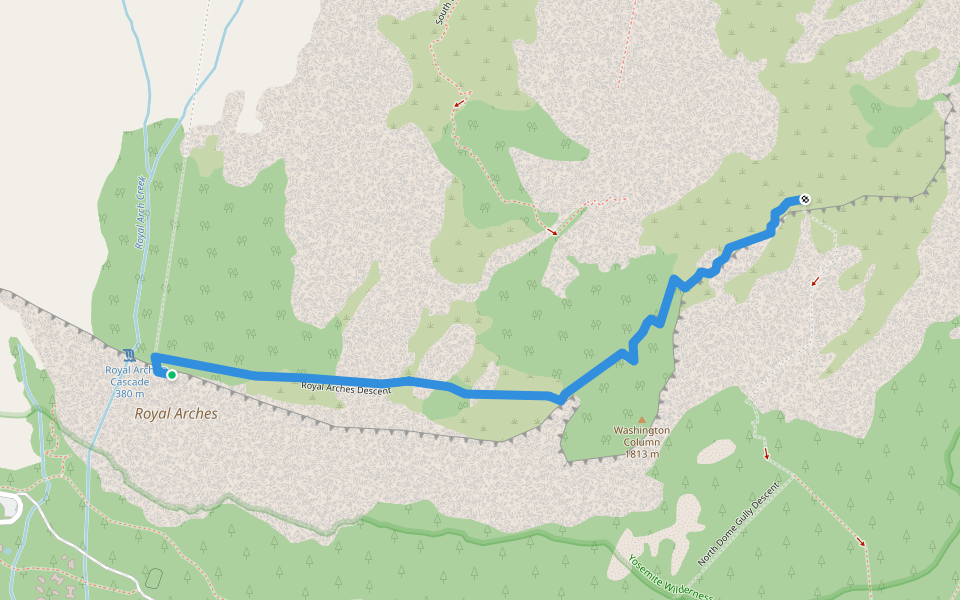 Royal Arches Descent in California | Walking Map
