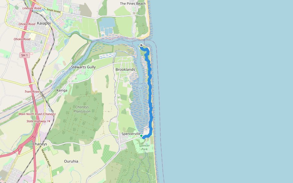 Waimakari Spit (orange track) in Canterbury | Walking Map