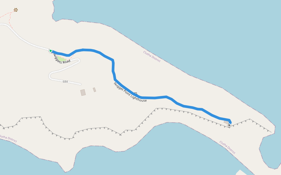 Nugget Point Lighthouse in Otago | Walking Map