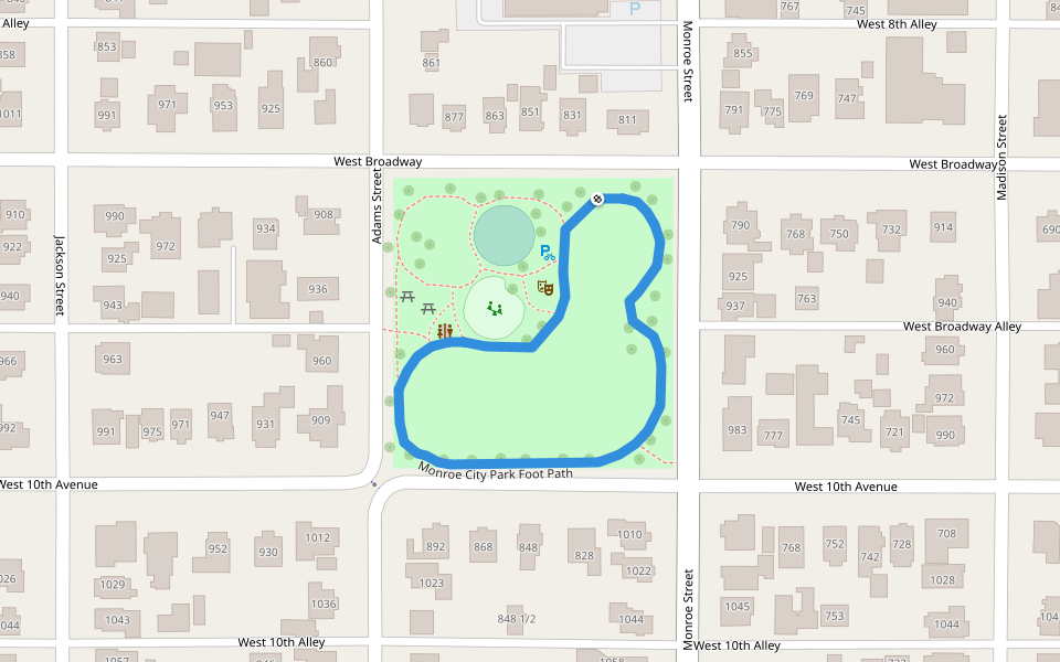 Monroe City Park Foot Path in Oregon | Walking Map