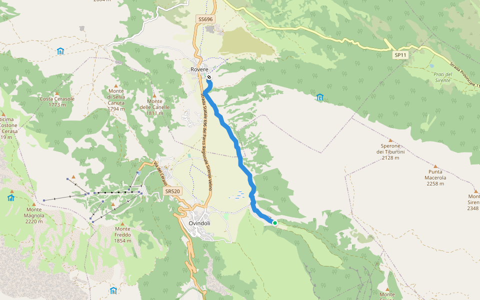 Ovindoli-Rovere bridle path | Walking Map