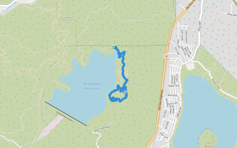 Lake Hodges Overlook Trail in California | Walking Map