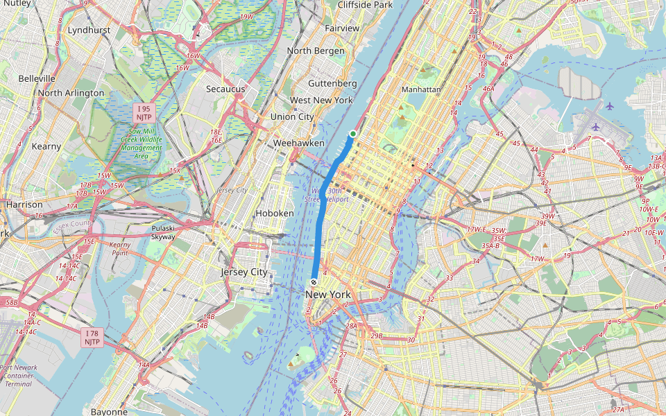 Hudson River Park Esplanade in New York | Walking Map