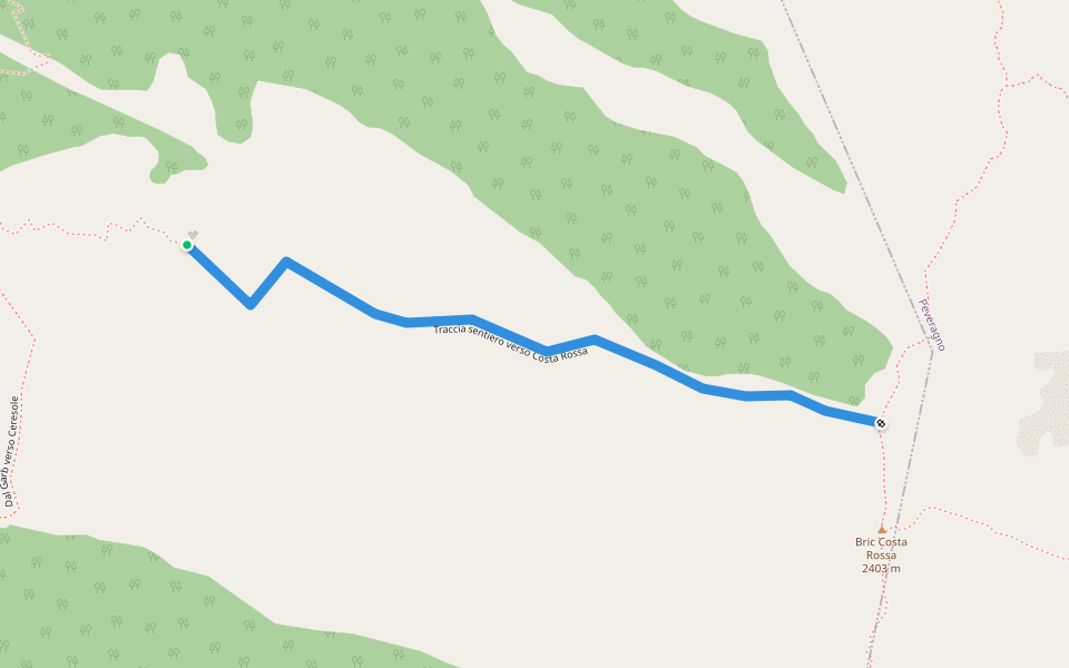 Trace a path towards Costa Rossa | Walking Map