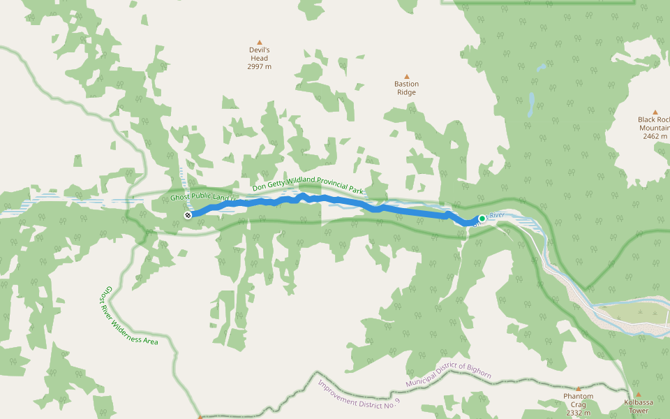 Ghost River Trail in Alberta | Walking Map
