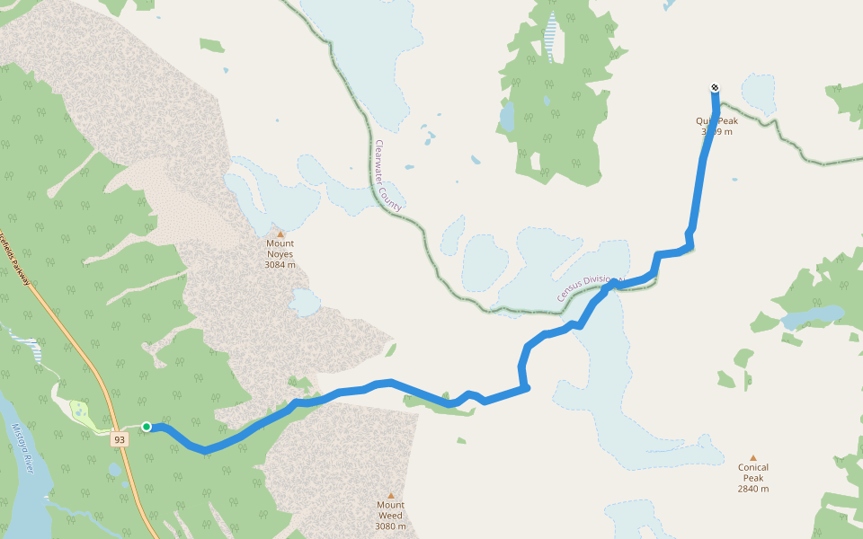 Quill Peak Route in Alberta | Walking Map