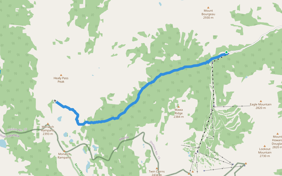 Healy Pass Trail in Alberta | Walking Map