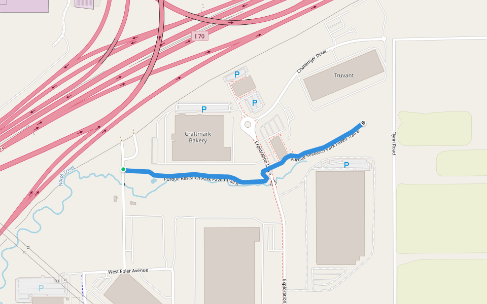 Purdue Research Park Paved Trail B in Indiana | Walking Map