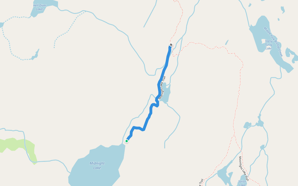 Midnight Lake Trail in California | Walking Map