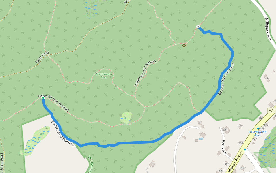 Boulder Field Trail (Red) in Massachusetts | Walking Map