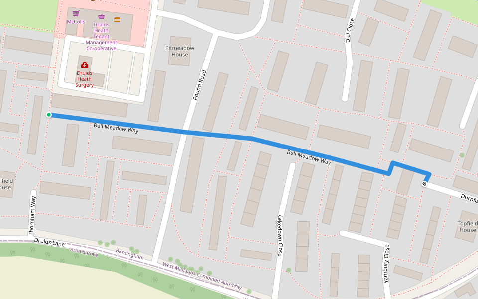 Bell Meadow Way in England | Walking Map