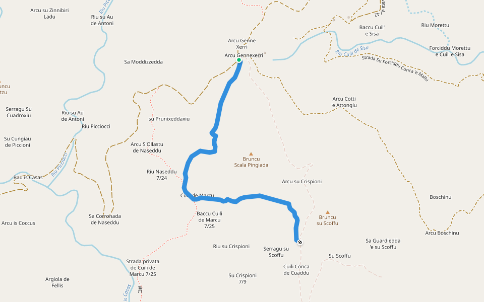 Sentiero Arcu Gennexerri Cuili de Marcu su Serragu su Scoffu | Walking Map