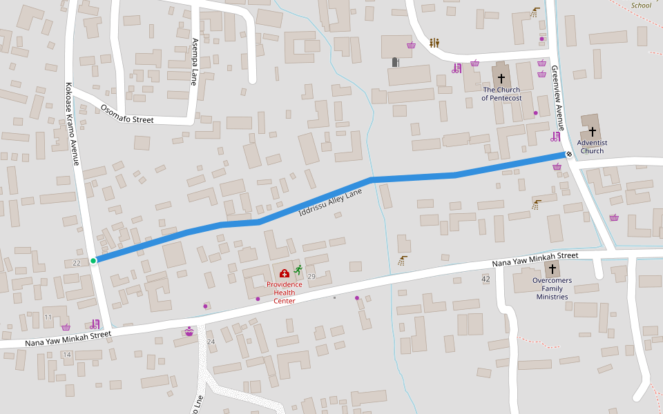 Iddrissu Alley Lane in Ahafo Region | Walking Map